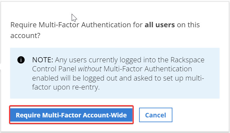 Multifactor-authentication from the Cloud Control Panel